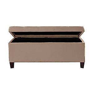 Linon Carmen Shoe Storage Ottoman, 20" x 48" x 20", Beige