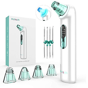 Blackhead Remover Pore Vacuum - Hotsch Blackhead Removal Tool, Pore Cleaner Electric Acne Extractor Kit, LED Display USB Rechargeable with Upgraded Blue Light 4 Replaceable Suction Probes
