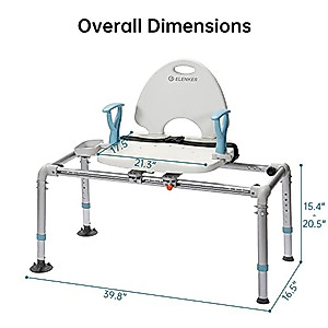 ELENKER Heavy Duty Sliding Shower Chair with Swivel Seat, Rotating Sliding Bathtub Transfer Bench and Bath Safety Seat with Non-Slip Suction Cup