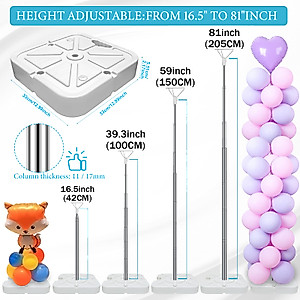 SOFTTIME Balloon Column Stand Kit Set of 2, Heavy Duty Balloon Stand Kit for Floor with Metal Balloon Poles, Balloon Tower Stand Kit with Base for Party Decoration (Balloon Tower Stand Kit with Base)