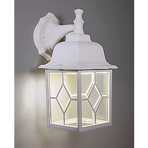 CORAMDEO Outdoor LED Square Wall Sconce Light for Porch, Patio, Deck, Wet Location, Built in LED Gives 100W of Light from 11W of Power, 1000 Lumens, 3K, Durable Cast Aluminum with White Finish