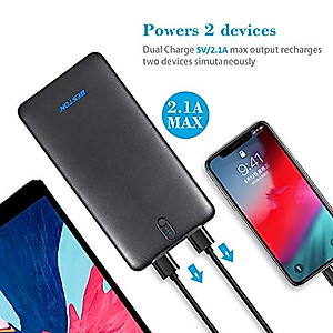 BESTON Portable Charger, Ultra Slim 10000mAh Power Bank, Dual High-Speed Charging Port Battery Pack for iPhone, Android Phones, Tablets