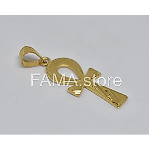 FAMA.store Egyptian Jewelry Ankh Cross Key of Life 18K Solid Yellow Gold necklas Pendant #12