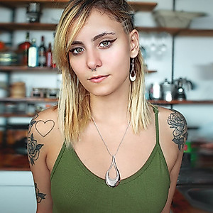 Madison Tyler Silver Classic Jewelry Collection | Teardrop Necklace with 18" Inch Snake Chain | Silver Earring Set (Teardrop Necklace Set)