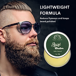 Organic Beard Balm, Styles, Strengthens & Softens Beards & Mustaches - Leave in Conditioner with Natural Argan Oil, Shea Butter, Vitamins and Wax Boost for Ultimate Shine