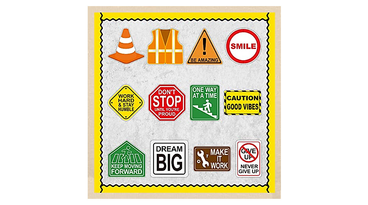 42 Pcs Under Construction Bulletin Board Set for Kids