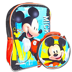 DISNEY CLASSICS Mickey Mouse Backpack For Boys, Girls, Kids-6 Pc Bundle With 16 inchBackpack, Lunch Box, Stickers, And More (Mickey School Supplies) box supplies,