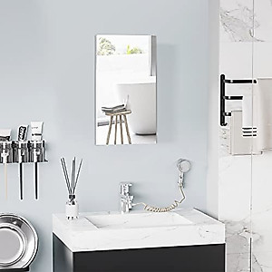 kleankin Recessed Medicine Cabinet with Mirror, Bathroom Mirror Cabinet Wall Mounted with Single Door and Storage Shelves, White