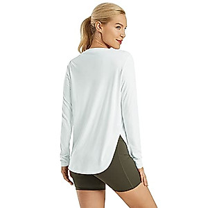 G4Free Women's UPF 50+ UV Sun Protection Long Sleeve Shirt Running Hiking Athletic T-Shirt Lightweight Quick Dry(White,L)