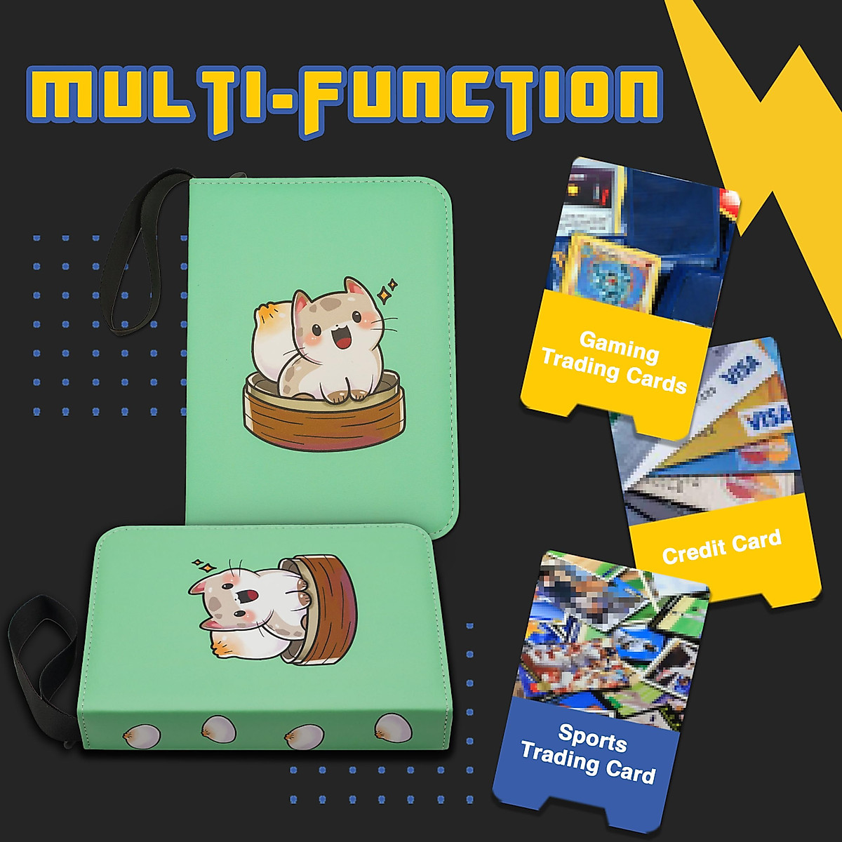 CLOVERCAT 4 Pocket Waterproof Trading Card Binder, Teal, 400 Double Sided Pocket, Fits 400 Cards