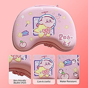 PERFECTSIGHT Carrying Travel Storage Case Compatible with Switch Pro Controller, PS5/ PS4 Controller, Xbox Controller, Portable Compact Hard Shell Protective Cover Bag for Kirbi Fans