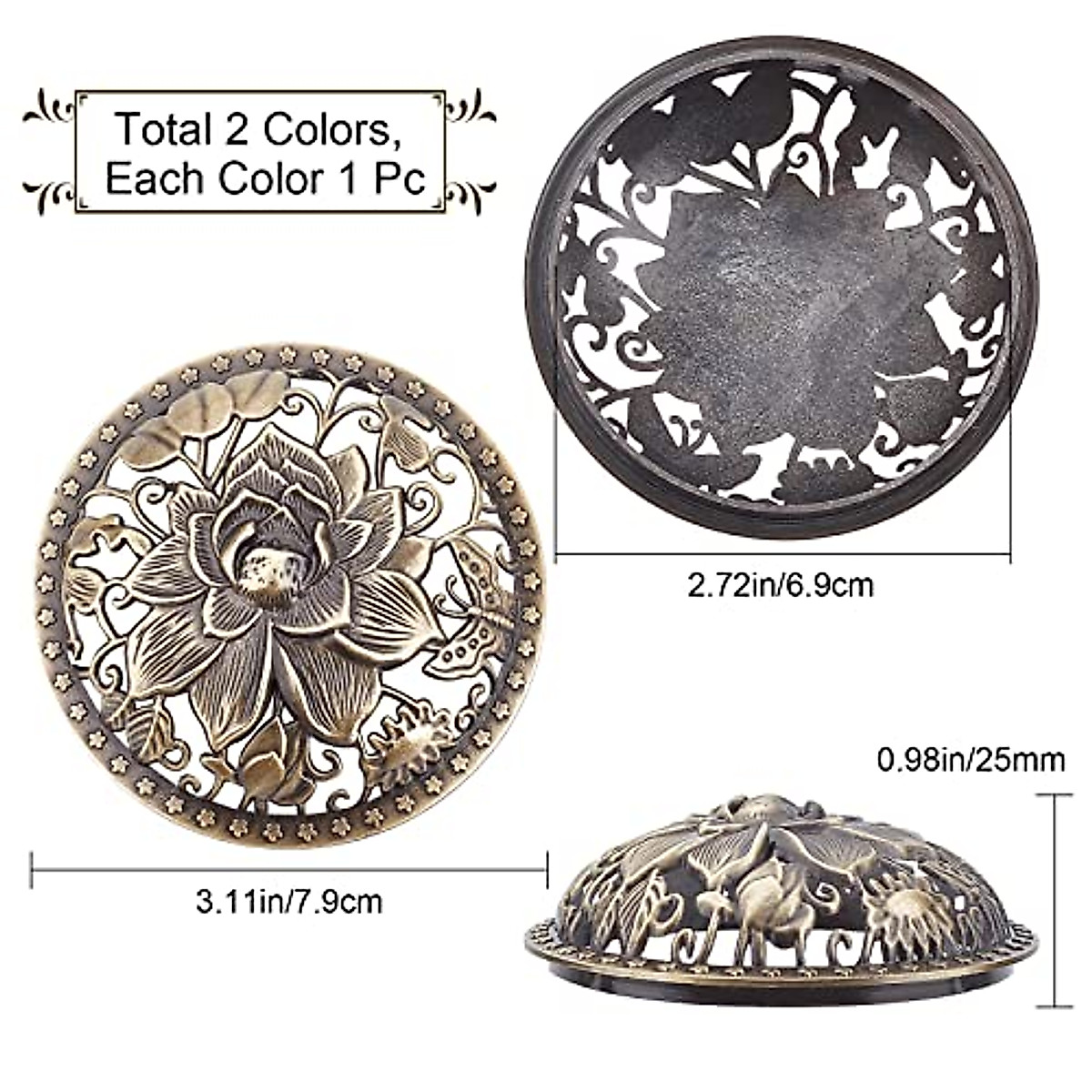 GORGECRAFT 2PCS Candle Cover Topper Lotus Scented Candles Cover Flowers lid Jar Candles Gold Red Alloy Candle Toppers Jar Shade Sleeves Accessories to Burn Evenly for Jar Candles Melt Space