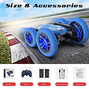 Wsiyen Toys RC Cars Remote Control Car, Double Sided 360°Rotating Stunt Car, Kids Toy with Rechargeable Battery, LEDs, 4WD, All Terrain Tires,Birthday Gifts for Boys Age 6 7 8 9-14 Year Old
