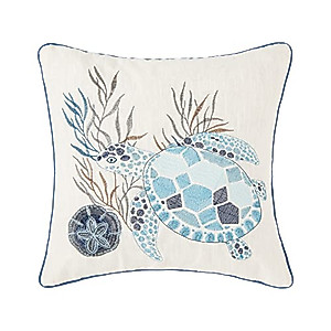 C&F Home C842983316B Turtle Crescent Bay Pillow 18 Inches Square 18" x 18" White