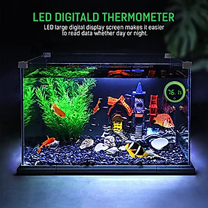LED Aquarium Thermometer, PAIZOO 5S Refresh Speed Touch Screen Fish Tank Accurate Temperature Sensor, Wide Range of Displayed, Energy-Saving & Stick-on Thermometer for Aquariums, Glass Containers