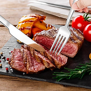 Silverware Set for 2, CXJY 10-Piece Stainless Steel Flatware Cutlery Set, Square Edge Kitchen Utensil Include Knives/Forks/Spoons, Tableware for Home/Hotel, Mirror Polished Dishwasher Safe