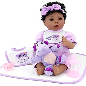 Aori Reborn Baby Dolls Black -18 inch African American Lifelike Newborn Girl Doll, Realistic Soft Posable Limbs and Weighted Body