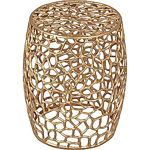 Meridian Furniture Priya Collection Modern | Contemporary Solid Aluminum Round Coffee Table & Priya Collection Modern | Contemporary Solid Aluminum Round End Table, 17.5" Wx17.5 Dx20 H, Gold