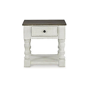 Signature Design by Ashley Havalance French Country Square End Table, White & Gray