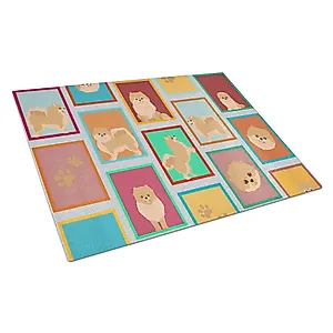 Caroline's Treasures MLM1169LCB Lots of Orange Pomeranian Glass Cutting Board Large Decorative Tempered Glass Kitchen Cutting and Serving Board Large Size Chopping Board