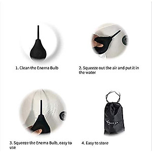 TEMONTIAN Enema Bulb Kit ，Anal Douche for Men Women Beginners，Enima Vaginal Cleaner kit for Men Women，Amal Douche Dottle,Douches for Men Women with 19.7in Hose+4 Replaceable Nozzles (BLACK)