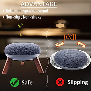 Real Wood Holder Compatible for Google Home Mini,nest Mini(2nd gen),Small Secure Tripod Accessories for Speaker Better Sound,Sturdy Durable Stable Wooden Stand for Home Mini Smart Speaker(Walnut)