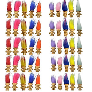 50PCS Lucky Mini Troll Dolls, Mini Action Figures PVC Vintage 1.2" Cake Toppers Chromatic Adorable Cute Little Guys Collection, Arts Crafts, Party Favors,School Project
