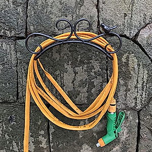 ZJHSXDR Hose Holder, Heavy Duty Metal Hose Hanger Wall Mount, Hook for Garden Hose/Expandable Hose/Hose Reel/Water Hose (Black)