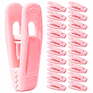 LHMTQVK 20 PCS Velvet Hangers Clips Clothes Pins Clips Strong Velvet Clips Fit Clips for Velvet Hangers Perfect for Thin Velvet Hangers (Pink)