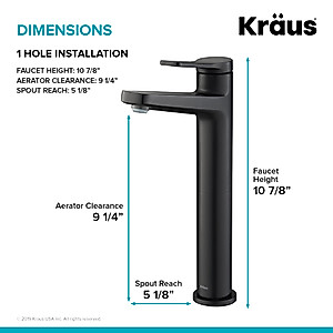 KRAUS Indy Single Handle Vessel Bathroom Faucet in Matte Black, KVF-1400MB