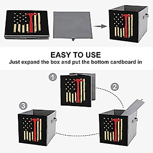 American Carpenter Flag Collapsible Storage Bins Cubes Organizer Trendy Fabric Storage Boxes Inserts Cube Drawers 11 Inch