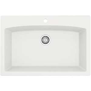 Karran QT-712 Drop-In Quartz Composite 33 in. 1-Hole Single Bowl Kitchen Sink in White