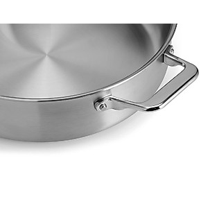 Misen 6 Quart Stainless Steel Rondeau Pot with Lid - 5-Ply Steel Braiser Pan with Handles
