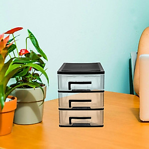 VANZACK Plastic Organizers and Storag, 3-Drawer Desktop Storage Unit Plastic Drawer Storage Container for Home, Office, Bathroom Storage Cabinet