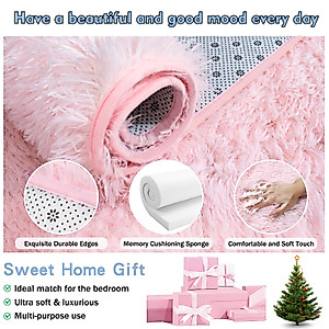 Ultra Soft Pink Rugs for Bedroom 8x10 Feet, Fluffy Shag Area Rugs for Living Room, Large Comfy Furry Rug for Girls Kids Baby Room Decor Teenage Pastel Princess Rug, Non Slip Nursery Classroom Rug
