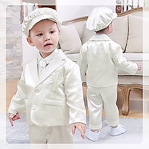 Booulfi Baptism Outfits for Boys Baby Boy Christening Outfit White Fall Clothing Wedding Suit Blessing Gifts 6-9 Months