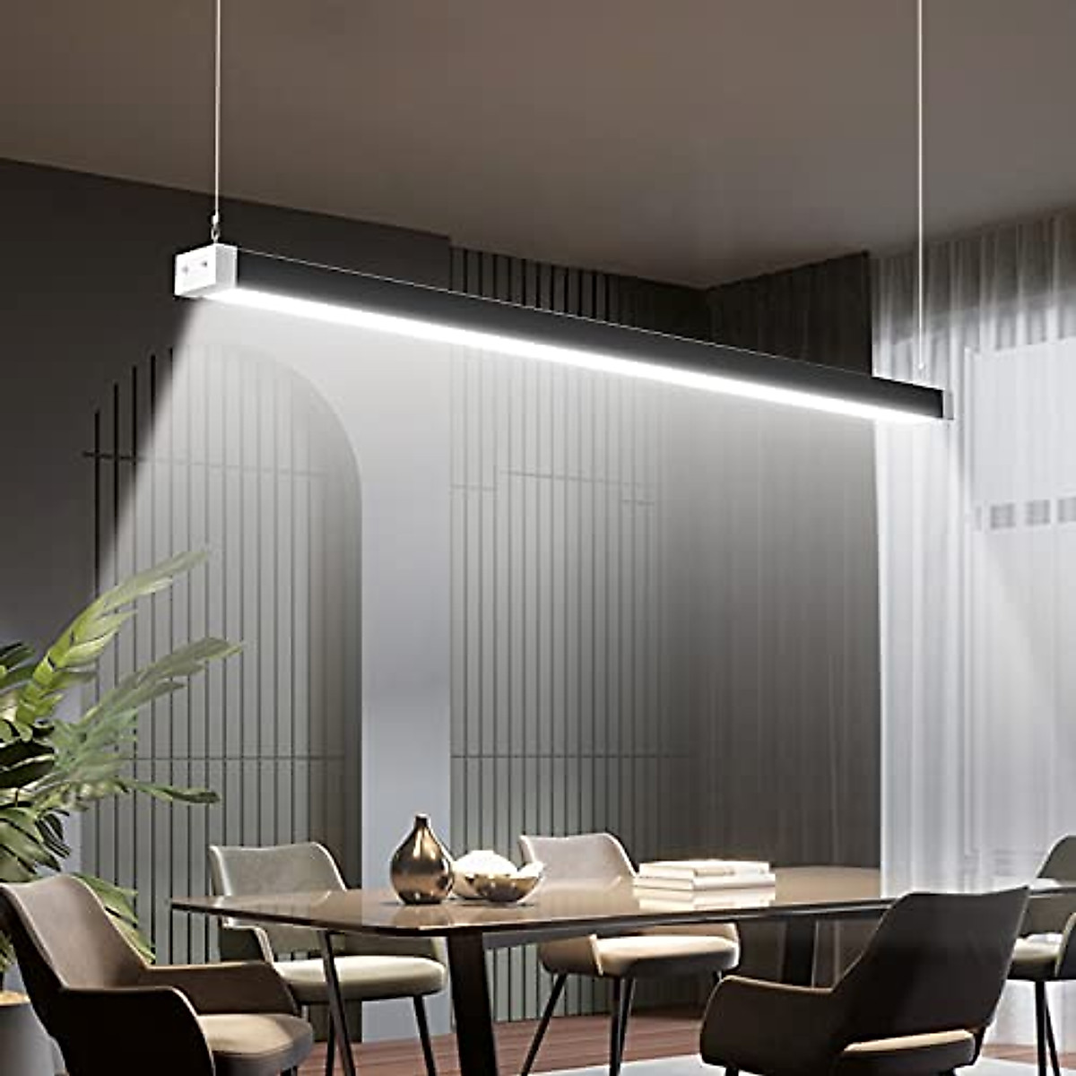 FAITHSAIL 4FT LED Linear Light 5000K 6000LM Suspension Office Lighting Fixture with Plug, 60W Commercial Light Fixture Shop Light for Office Gym Garage 4 Pack