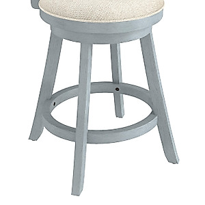 Hillsdale, Fairfox Wood Counter Height Swivel Stool with Rectangular Lattice Back, Blue Wire Brush