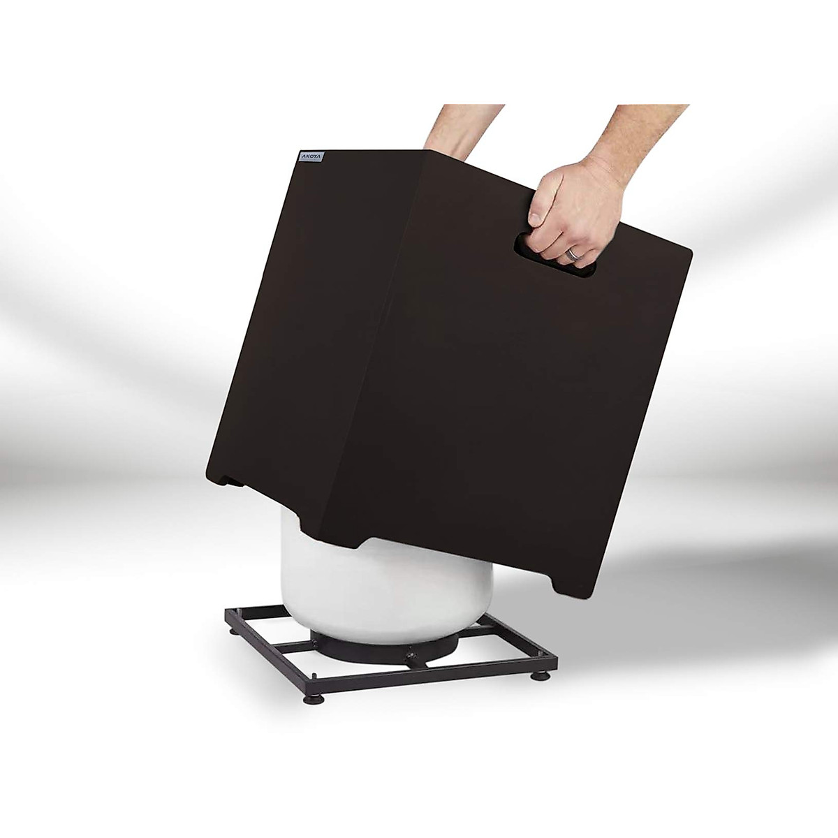 AKOYA Outdoor Essentials 20-Pound Propane Tank Hideaway for Fire Tables in Espresso Brown