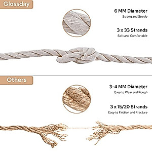 GLOSSDAY 13 FT Rope Hammock, Outdoor Double Hammock for Large Woven, Cotton Rope Hammocks for Outside 2 Person, with Chains, Tree Hooks and Carrying Bag, 450 lbs Weight Capacity