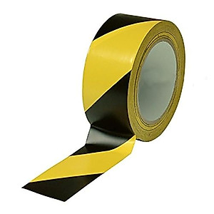 Black & Yellow Hazard Warning Safety Stripe Tape • 2 Inch x 108 Feet - Ideal for Walls, Floors, Pipes and Equipment.