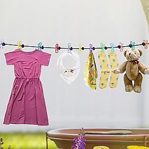 Travel Clothesline with12 Clips,Camping Clothesline Portable,Laundry Line Retractable Outdoor,Travel Drying Rack,Clothes Line Ropes Indoor