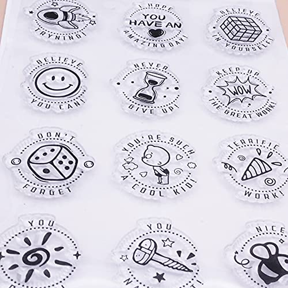 ljhnba Exquisite Encourage Silicone Clear Stamp Small Pattern Background Rubber Seal Transparent Stamper for DIY Scrapbooking Transparent Stamper for Card Making