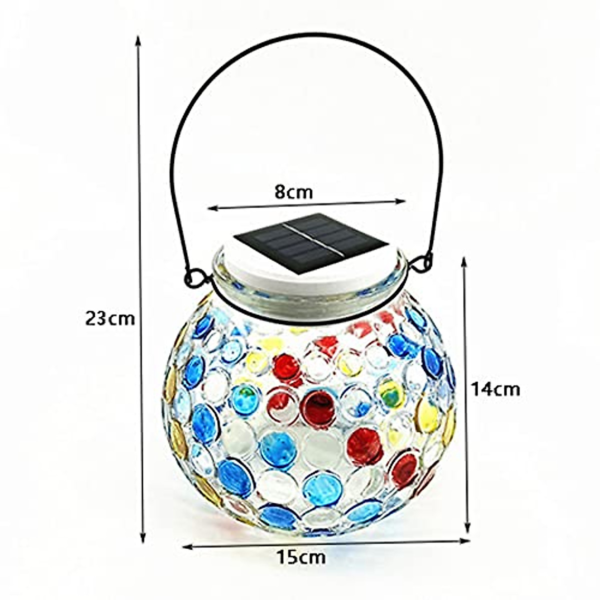 Solar Powered Mosaic Glass Garden Light, Outdoor LED Ball Solar Table Lights, Rechargeable Solar Outdoor Lights for Patio, Countryyard, Yard, Party Decorations (Warm White)