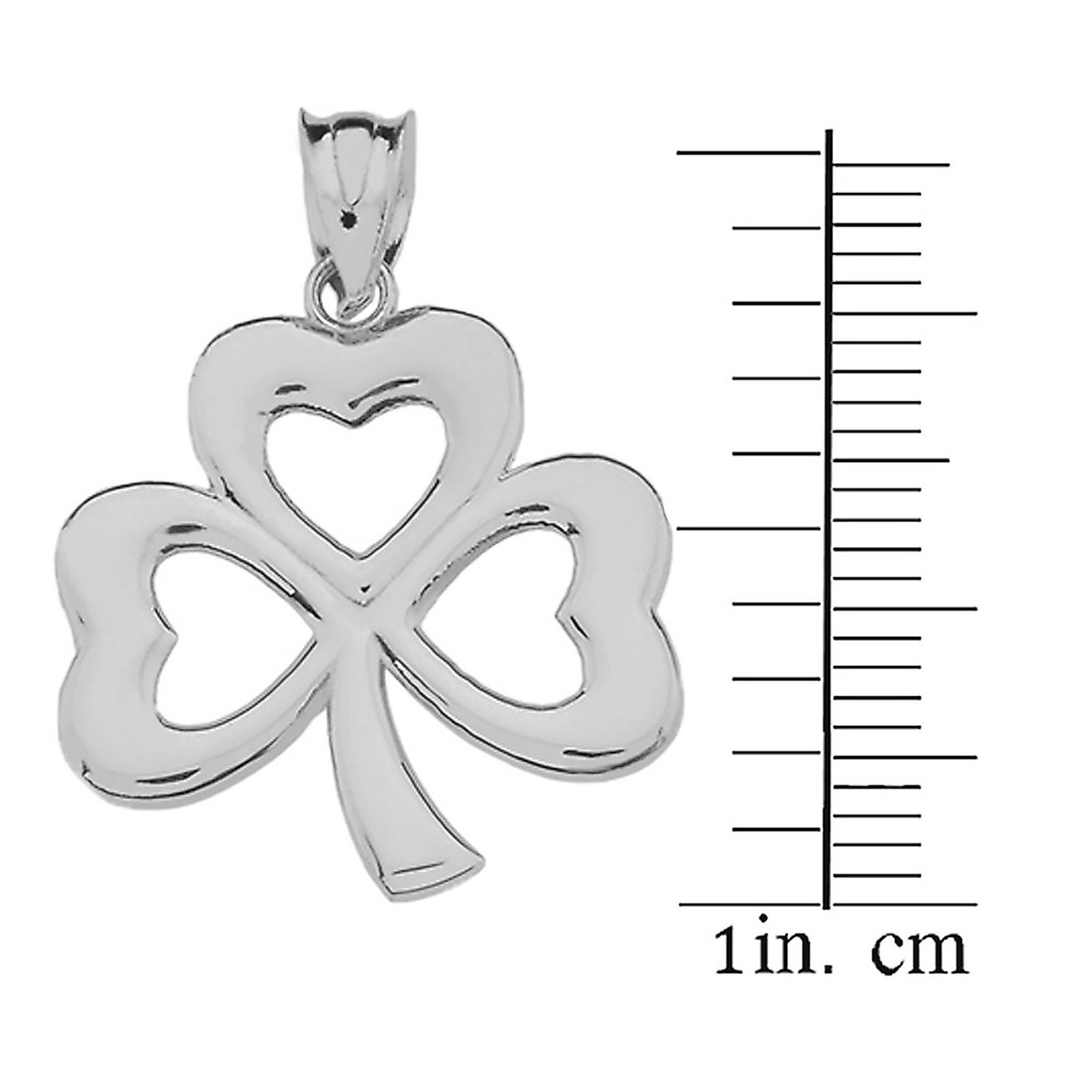 Dainty Sterling Silver Three-Leaf Heart Clover Irish Shamrock Pendant Necklace, 22"