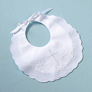 Lillian Rose Christening Baptism Keepsake Bib, White, 8.5 x 9"