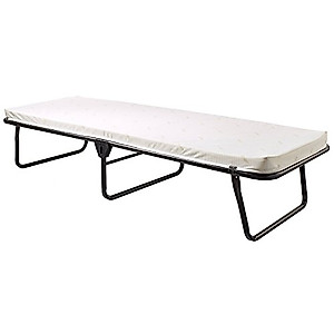 Jay-Be Saver Folding Cot Bed with Rebound e-Fibre Mattress, Lightweight, Regular (101702), Black/White