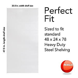 Industrial Shelf Liner for Wire Shelving - Heavy-Duty Plastic Storage Rack Liners for Shelves, Clear, Rack Size 48x24x78-Inch, (Liner Size 23.5x47.5) 5 Pack Non-Adhesive, Waterproof, Cut-to-Size