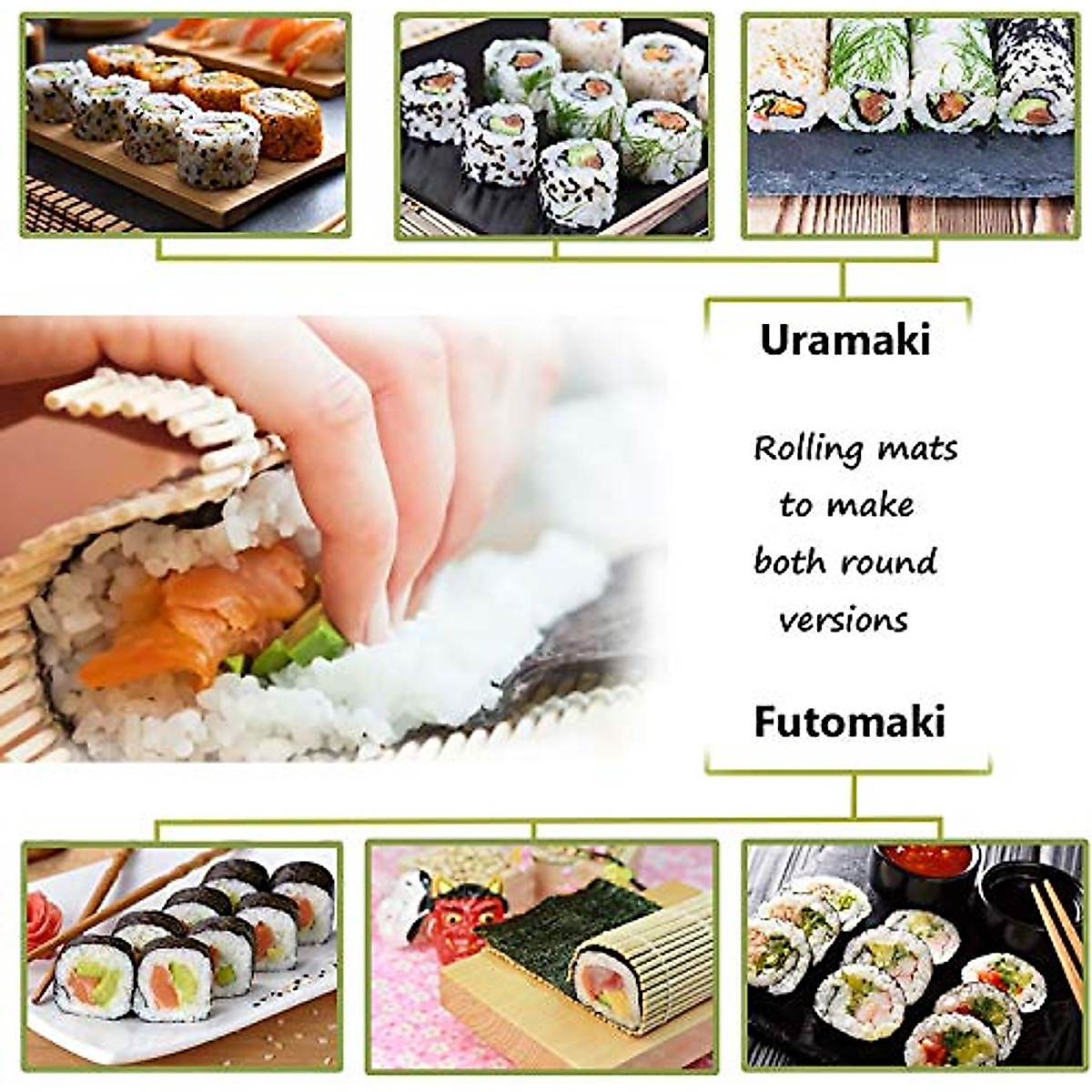 Wtpncil Sushi Making Kit, Bamboo Sushi Rolling Mat, Sushi Roller, Sushi Maker - 2PCS