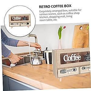 HANABASS Box Coffee Storage Box Flatware Storage Box Desktop Decor Woodsy Decor Utensil Rack Kitchen Gadgets Organizer Utensil Drying Rack Coffee Case Cutlery Box Wood Storage Box Supplies